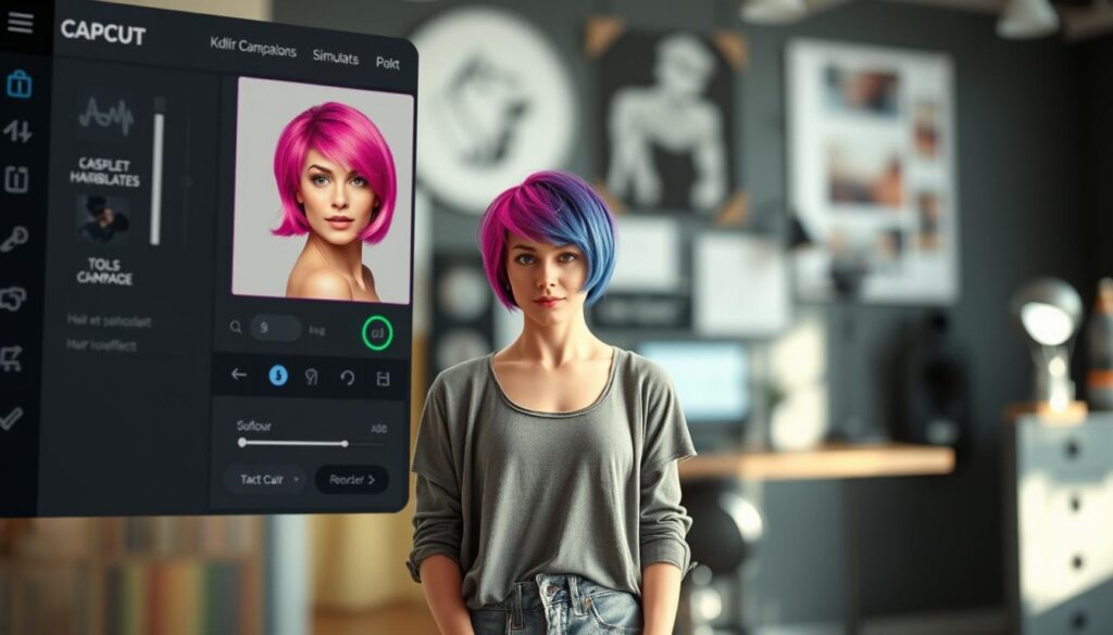 A detailed and realistic depiction of the CapCut Web interface ...