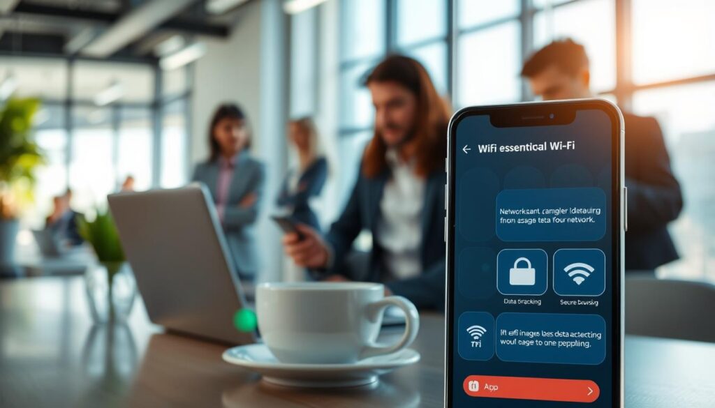 A sleek mobile application interface showcasing essential Wi-Fi ...